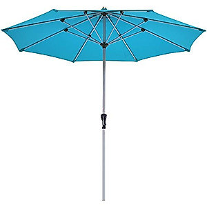 Tangkula 9 ft Patio Umbrella, Outdoor Market Table Umbrella with 1.5¡± Aluminum Pole, 8 Sturdy Ribs & Crank for Garden, Lawn, Deck, Backyard & Poolside (Turquoise)