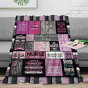 Ultra Soft Nurse Theme Blanket Plush Blanket Gifts for Women Nurses Warm Cozy Throw Blanket for Bed and Couch (Nurse -2,130cm x 150cm(51'' x 59'')