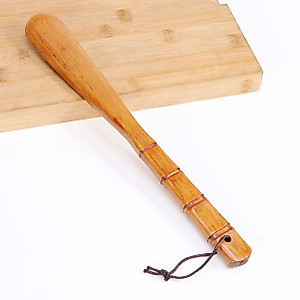 Long Handle Shoe Horn Wooden Shoe Extractors for Elderly Disabled Pregnancy Fits for All Shoes (Lotus Wood Joint Shoehorn, 32cm)