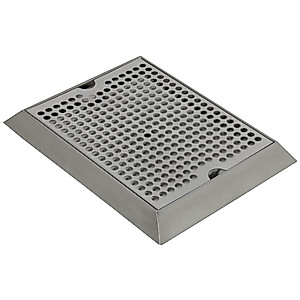 Kegco SEBV-129D 12" x 9" Bevel Edge Drip Tray with Drain