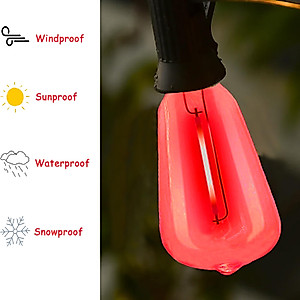 LRSUEYSKIN E17 LED Bulb Red ST40 Replacement Bulb 1W Shatterproof Plastic Colored Light Bulb Waterproof C9/E17 Screw Base ST40 String Light Replacement Bulb for Patio Yard Party Wedding, 15 Pack(Red)
