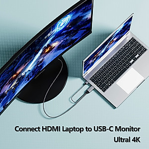 HDMI to USB C Adapter Cable 4K60Hz 6.6FT, HDMI Source Input to USB Type C Output Display Converter, HDMI 2.0 Compatible with Xreal Air, Nreal Air, Steam Deck Dock, PS5, Xbox, Portable Monitor