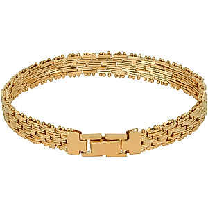 LIFETIME JEWELRY 9.5mm Designer Weave Ladies Bracelets for Women (Gold, 8 inches)
