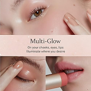 hince True Dimension Radiance Balm 10g (CLEAR) - Natural Shimmer Glow Face Highlighter, Transparent Color Tones, Brighten Skin Tone, Slim Fitting Texture, Blush, Eye Shadow Multi Makeup Stick