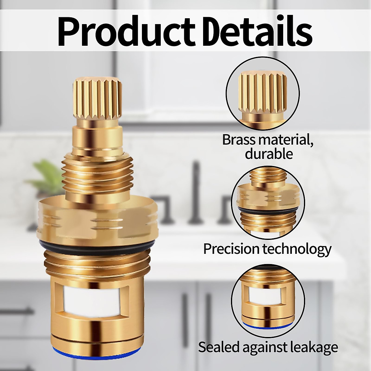 Brass KSRPL3200HC&Brass KSRPL3200CC Ceramic Cartridge Replacement Parts Set, Compatible With CC Basin Faucet Cold Ceramic Cartridge & Hot Ceramic Cartridge, 2-1/8"