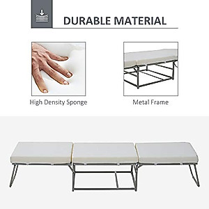 HOMCOM 2-in-1 Convertible Guest Sleeper Bed, Foldable Ottoman with Thick Padded Foam for Small Room, Living Room, Gray