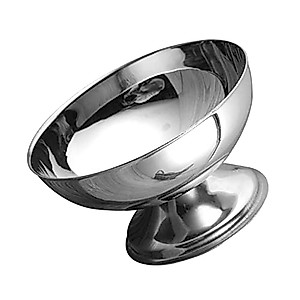 Hoement 1Pc stainless steel dessert cup salad bowl metal sauce cup stainless steel revere bowl footed ice cream dishes ice cream cups stainless steel parfait cup Fruit Cup Glass insulation