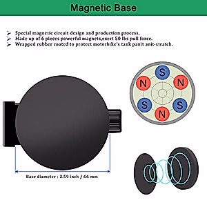 Mippko Magnetic Motorcycle Phone Holder,Strong Magnetic Attracts Tank, Non-Slip & Anti-Scratch,Compatible with 3.5~7.5" iPhone/Samsung Galaxy/Nexus/HTC/LG, One Adhesive Metal Plate Attached