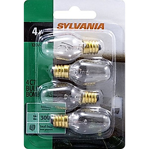 LEDVANCE LEDVANCESYLVANIA Incandescent 4W C7 Night Light Bulb, Warm White - 4 Pack (13553) & Incandescent Light Bulb, C7, 4W, Candelabra Base, 15 Lumens, Soft White - 4 Pack (13549)