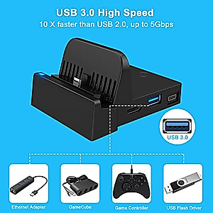 TV Dock Docking Station for Nintendo Switch/Nintendo Switch OLED Model, 4K/1080P HDMI Travel TV Adapter Portable Charging Stand, with Extra USB 3.0 Port High Speed(2023 Upgrade)