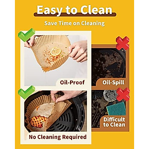 Katbite 150PCS 9 Inch Air Fryer Liners for 6-9 QT Basket, Air Fryer Disposable Paper Liner Large, Non Stick Air fryer Liner Made of Food Grade Parchment Paper