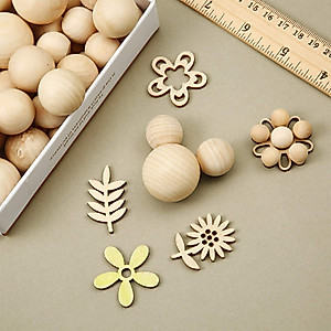 122 Pieces Round Wood Balls Unfinished Wooden Balls Natural Craft Balls for DIY Craft Projects Jewelry Making Arts Design, 5 Sizes