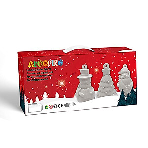 Schuang Paint Your Own Figurines Decorate Your Own Painting Set Plaster Craft Kit for Kids (Christmas Tree, Santa Claus, Snowman)
