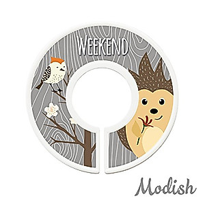 Modish Labels, Weekly Clothes Organizer, Days of the Week Closet Organizer System, Daily Closet Organizer, Closet Dividers, School Clothes Dividers (Woodland Boy)