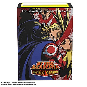 Jasco My Hero Academia Collectible Card Game All Might Flex Card Sleeves | 100 Dragon Shield Art Sleeves | Card Game Holder | PVC and Acid-Free | Designed for Use with TCG and LCG Games | Made