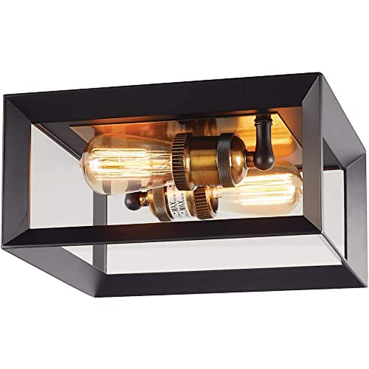 Home Decorators Collection HD-1550-I 2-Light Matte Black Frame Flushmount Lights