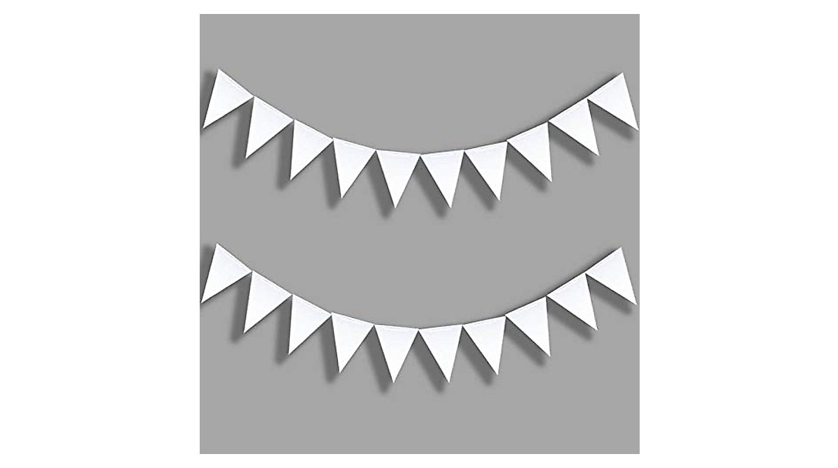20ft White Triangle Flag Banner for Party & Wedding Decor