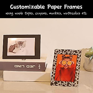 Litpoetic 50 Pack Standing Paper Picture Frames 4x6,Cardboard Photo Frame with Easel,Paper Photo Frame Cards,Gallery Frames Bulk For Wedding,DIY,Classroom, Black