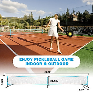 Amicoson Pickleball Set with 22FT Net, 4 Wooden Paddles, 8 Balls, 1 Carrying Bag, 1 Backpack, 2 Rolls of Court Tape & 1 Measuring Tape