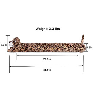 SANFERGE 36 Inch 3LB Heavy Duty Under Door Draft Stopper, Decorative Soundproof Door Draft Blocker, Energy Saving Draft Guard, Leopard Coffee