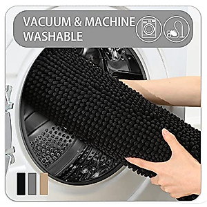 Ompaa Chenille Indoor Door Mat Entryway Rug, 36x24 Black, Super Absorbent Mud Mats for Dirty Dogs Paws & Muddy Shoes, Non Slip Welcome Floor Doormats for Home Front Back Door, Patio, Garage, Entrance