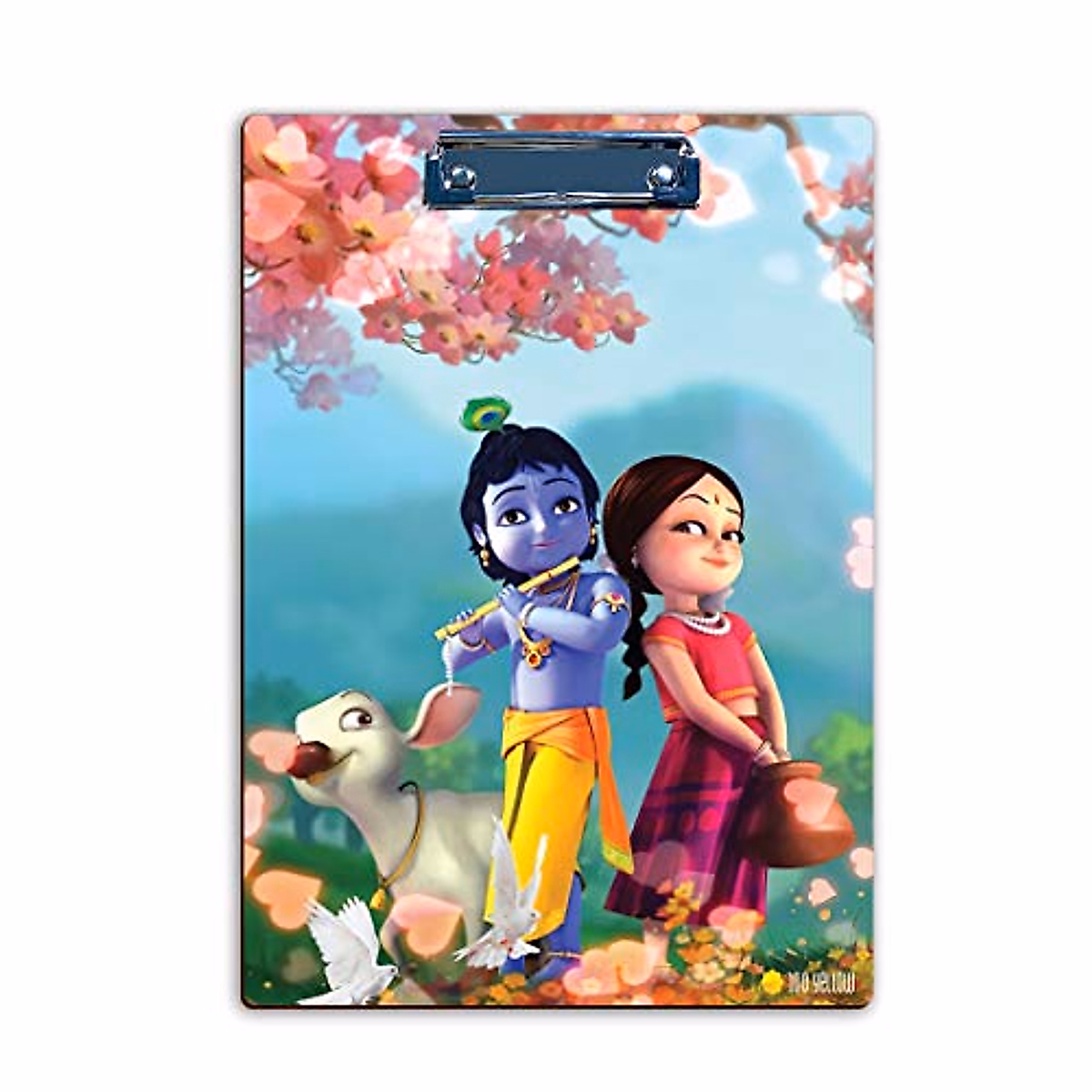 100yellow® Krishna & Radha Exam Clipboard | Exam Board Writing Examination Pad | Wooden | 14 X 10 Inch)