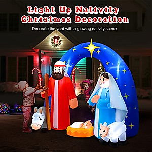 7.5Ft Inflatable Nativity Sets Scene Christmas Yard Outdoor Decorations The Birth of Jesus Scene Blow up Built-in LED Lights Indoor Outdoor Holiday for Outside,Yard, Lawn, Garden, Quick Air Blown