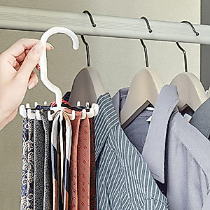 DEFUTAY Belt Hanger Scarf Tie Rack Holder Hook, 2 PCS Hangers for Closet,360 Degree Rotating Closet Clothes Hangers with 20 Claws for Hanging, Scarf,Hats, Towels,Bags, Shoes,Ties
