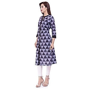 Ramkudi Indian Women's Printed Cotton Kurti Top (Grey)