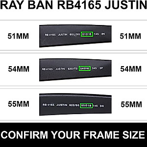 IKON LENSES Replacement Lenses for RB4165 Ray Ban (Polarized) - Fits RayBan RB 4165 Justin Sunglasses - Black (54MM)