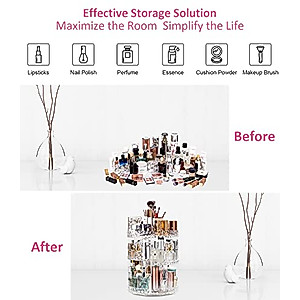 DreamGenius Makeup Organizer, 360 Degree Rotating Perfume Organizer, Adjustable Makeup organizers and storage with 8 Layers, Fits Makeup Brushes Lipsticks and Jewelry, Clear Acrylic
