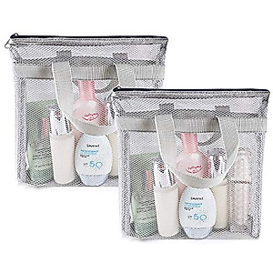 2 Pcs Portable Shower Mesh Caddy Bag Quick Dry Hanging Toiletry and Bath Organizer for Travel and Swimming with Zipper (2 Gray)