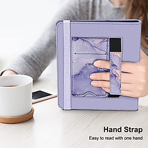 Fintie Universal Case for 6-7 Inch Tablet eReader - Premium PU Leather Sleeve Stand Cover with Card Slot & Hand Strap for 6"- 7" Kindle/Kobo/Nook/Tolino/Pocket Book E-Book Tablet, Lilac Marble