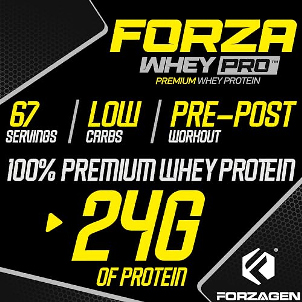 Forzagen Whey PRO Low Carb Protein Powder | 24g of Protein per Serving, No Added Sugar, Gluten Free, Premium Whey for Shakes & Mixes for Men & Women, BCAA | Dutch Chocolate, 5 lbs. (67 Servings)
