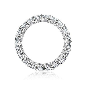 Amazon Essentials Platinum Plated Sterling Silver Ring set with Princess Cut Infinite Elements Cubic Zirconia (7.5 cttw), Size 9, (previously Amazon Collection)