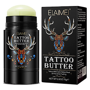 Tattoo Aftercare Butter Balm, 2.6 oz, Old & New Tattoo Moisturizer Healing Brightener for Color Enhance, Natural Organic Tattoo Cream