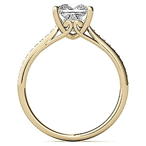 10K Solid Yellow Gold Handmade Engagement Ring, 2 CT Princess Cut Moissanite Diamond Solitaire Bridal/Wedding Ring for Women/Her, Minimalist Rings Anniversary Ring For Gifts (6.5)