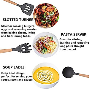 Classic 9 pcs Silicone Kitchen Utensil Set BPA Free Non Toxic Cooking Utensils Wooden Handle with Storage Box kitchen Tools