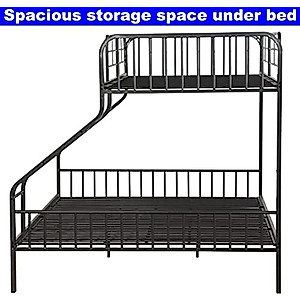 LEEKOUS Upgrade Version Stronger Metal Twin XL Over Queen Bunk Bed, Industrial Style Heavy Duty Thicken Steel Bunk Beds Frame Twin XL Over Queen Size with Ladder, Easier Assembly, Gunmetal