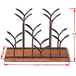 ALLCENER Countertop Bottle Rack, Tabletop Wood Bottle Holder, Hold 6 Bottles, Perfect for Home Decor & Kitchen Storage Rack, Bar, Cellar, Cabinet, Pantry, etc, Wood & Metal (Bronze)