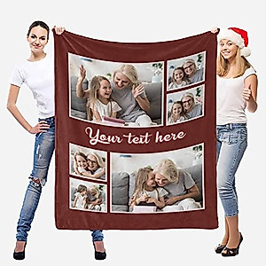 InterestPrint Custom Blanket with Photo Text, Customized Picture Collage Personalized Throw Blankets for Adult Kid Family Birthday Christmas Halloween Father Mother Valentines Day