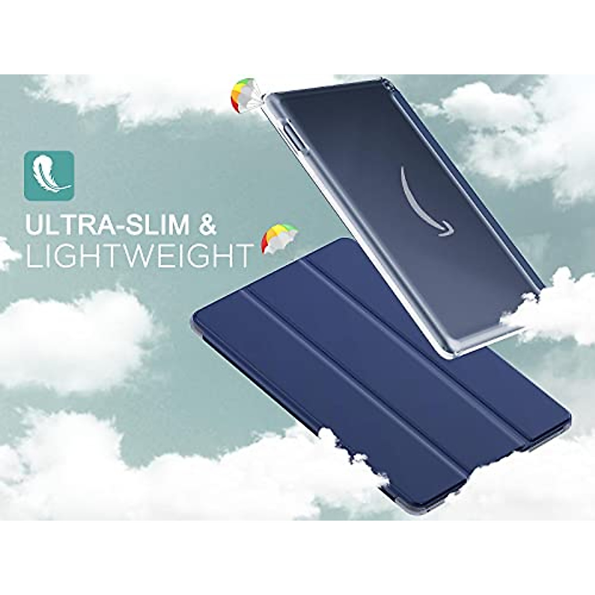 MoKo Case Fits All-New Kindle Fire HD 10 & 10 Plus Tablet (11th Generation, 2021 Release) 10.1" - Slim PU Leather Trifold Stand Cover Frosted Hard Back Shell with Auto Wake/Sleep, Indigo