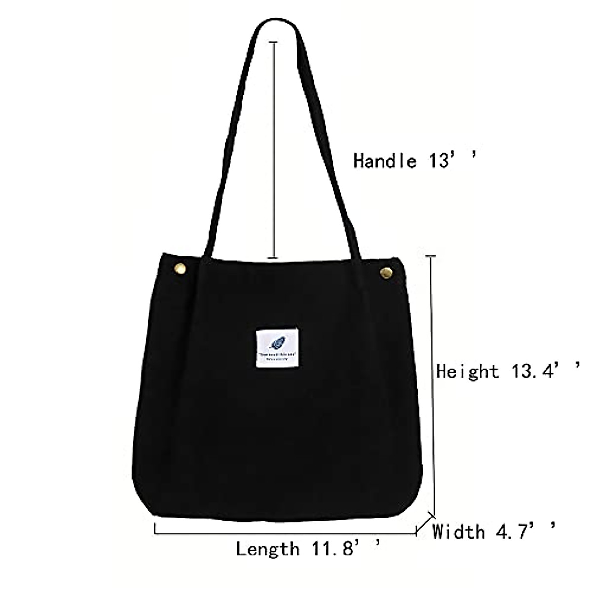 ALUWU Corduroy Tote Bag for Women Girl Casual Work Canvas Shoulder Handbags Cute Purse Black