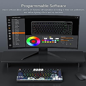 XVX S-K80 75% Keyboard with Color OLED Display Mechanical Gaming Keyboard, Hot Swappable Keyboard, Gasket Mount RGB Custom Keyboard, Pre-lubed Stabilizer for Mac/Win, Black Kanagawa Theme