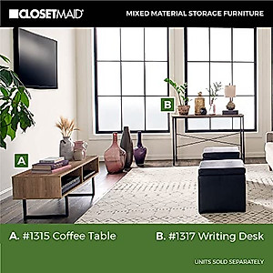 ClosetMaid 1315 Rectangular Wood Coffee Table with Storage Shelves, Gray