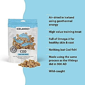 Icelandic+ Plus Mini Cod Fish Chips Training Dog Treat, 3oz Bag