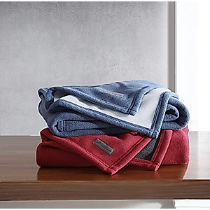 Eddie Bauer Ultra-Plush Collection Throw Blanket-Reversible Sherpa Fleece Cover, Soft & Cozy, Perfect for Bed or Couch, Blue/Light Grey