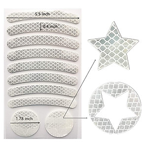 42Pcs Reflective Stickers, Reflective Helmet Bicycle Stickers， Reflective Decals, BikeReflective Tape, NightSafety StickersforBicycle, Wheelchairs, Motorbike, Helmet, Scooter (White)