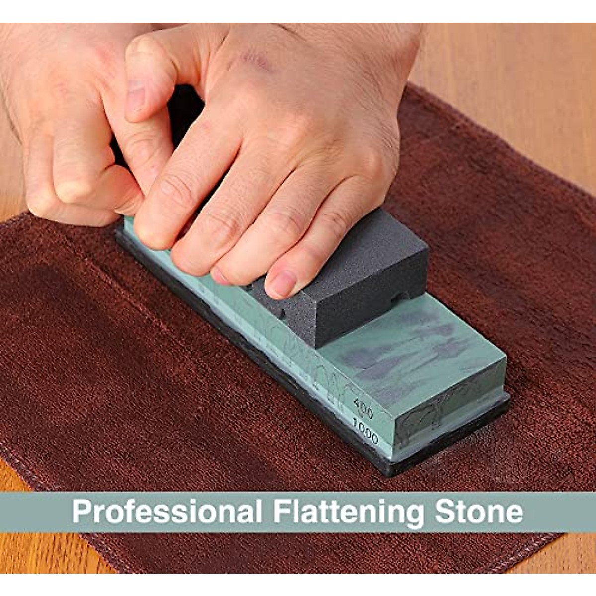 Knife Sharpening Stone Kit Actual Grit KEENBEST Large 4 Side 400 1000 3000 8000 Complete Wet Stones Set Japanese Professional Kitchen Knives Sharpeners Whetstone Flattening Stone Base Guide Leather