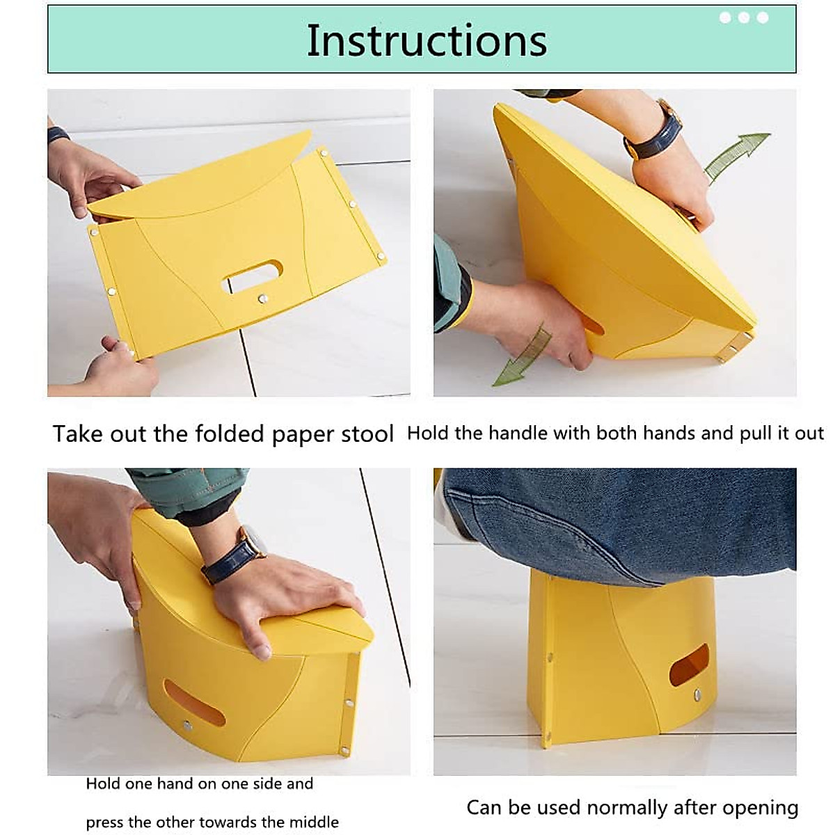 Portable Folding Step Stool-Lightweight Chair is Sturdy Enough to Support Adults and Safe Enough for Kids. Easy to Store and Use. for Kitchen, Bathroom, Bedroom,Beach,Kids or Adults. (Green Chair)